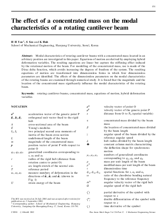 (PDF) The effect of a concentrated mass on the modal characteristics of ...