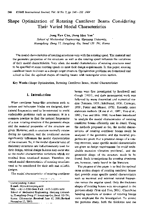 (PDF) Shape optimization of rotating cantilever beams considering their varied modal characteristics