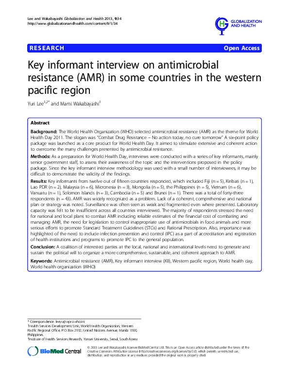 (PDF) Key informant interview on antimicrobial resistance (AMR) in some ...