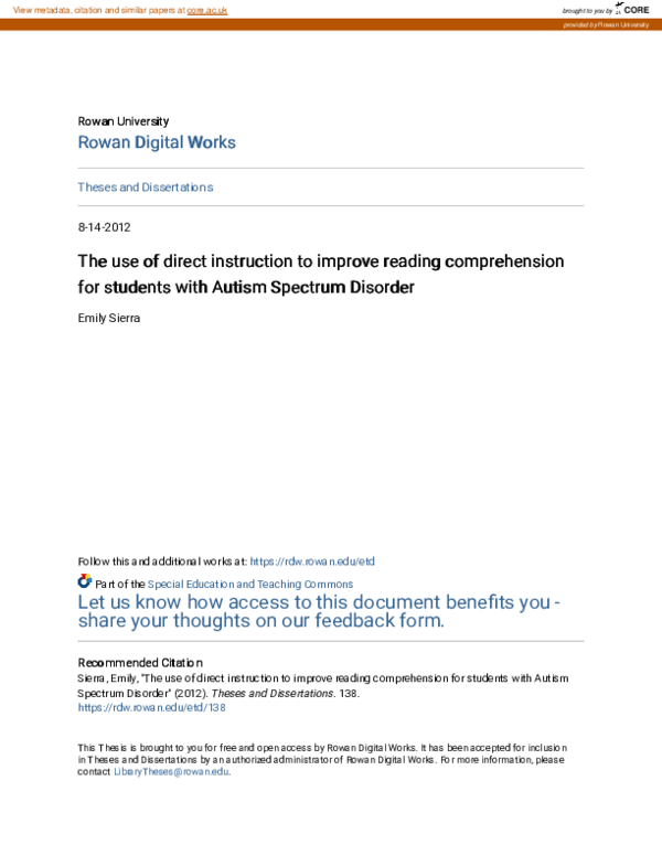(PDF) The use of direct instruction to improve reading comprehension ...