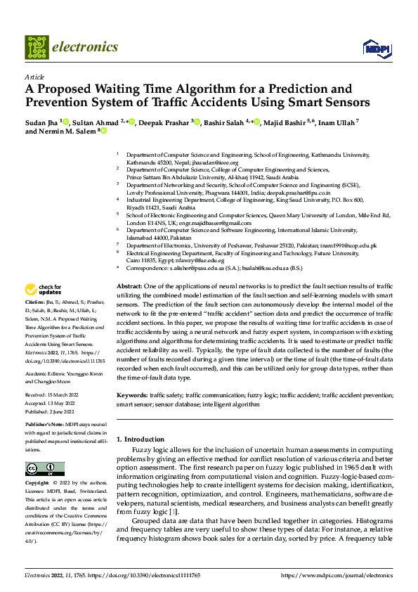 (PDF) A Proposed Waiting Time Algorithm for a Prediction and Prevention System of Traffic ...