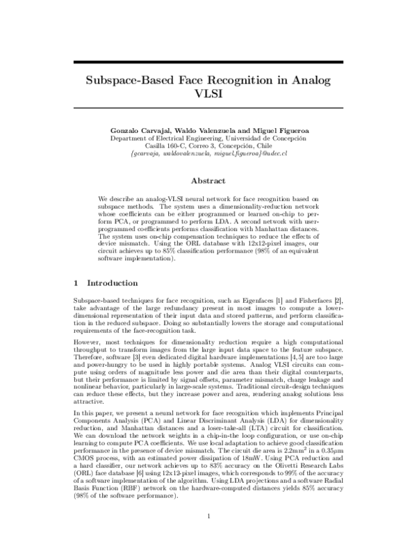 (PDF) Subspace-Based Face Recognition in Analog VLSI