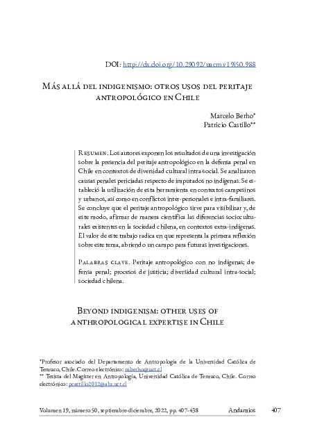 (PDF) Más allá del indigenismo: Otros usos del peritaje antropológico ...