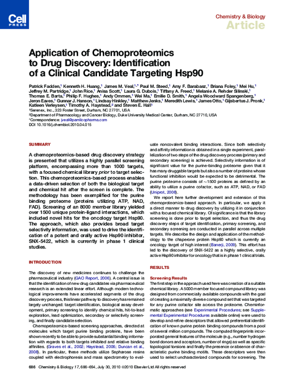 (PDF) Application of Chemoproteomics to Drug Discovery: Identification ...