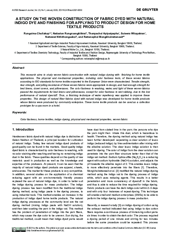 (PDF) A Study on the Woven Construction of Fabric Dyed With Natural ...