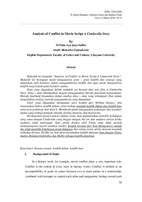 (PDF) Analysis of Conflict in Movie Script A Cinderella Story