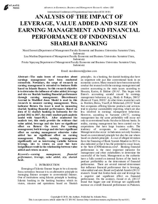 (PDF) Analysis of the impact of Leverage, Value Added and Size on Earning Management and ...