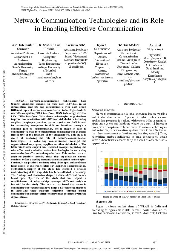 (PDF) Network Communication Technologies and its Role in Enabling ...