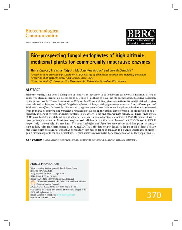 (PDF) Bio-prospecting fungal endophytes of high altitude medicinal ...