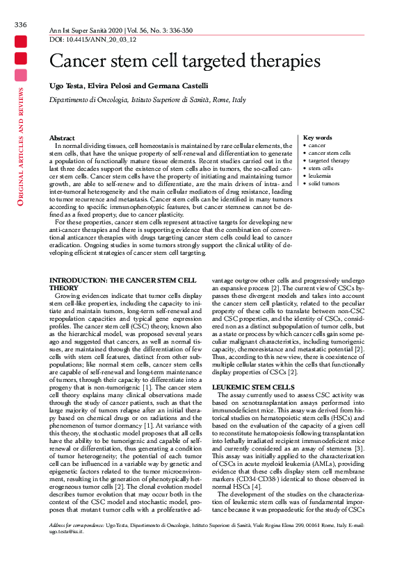 (PDF) Cancer stem cell targeted therapies