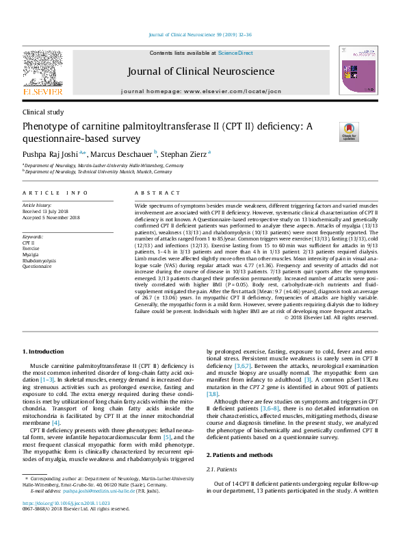 (PDF) Phenotype of carnitine palmitoyltransferase II (CPT II ...