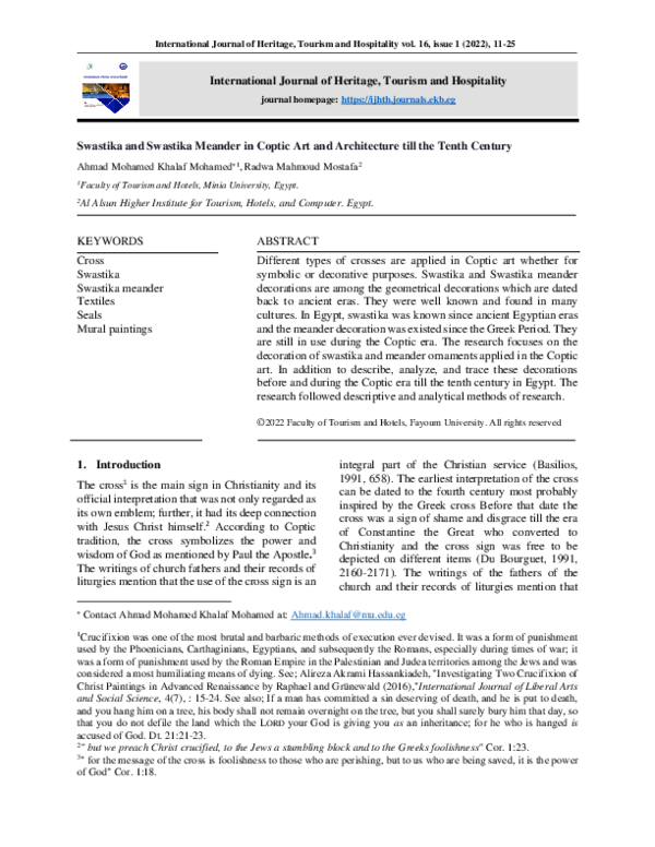(PDF) Swastika and Swastika Meander in Coptic Art and Architecture till ...