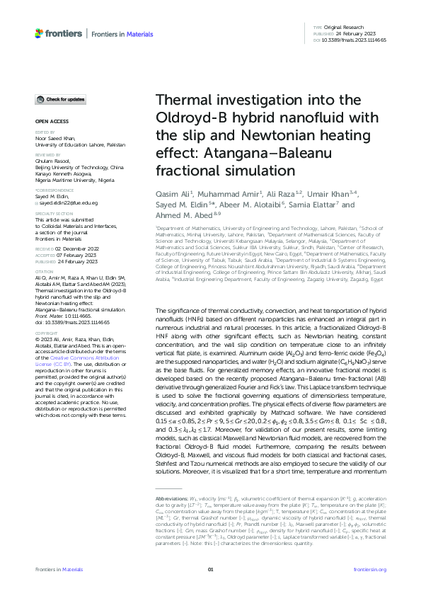 (PDF) Thermal investigation into the Oldroyd-B hybrid nanofluid with ...
