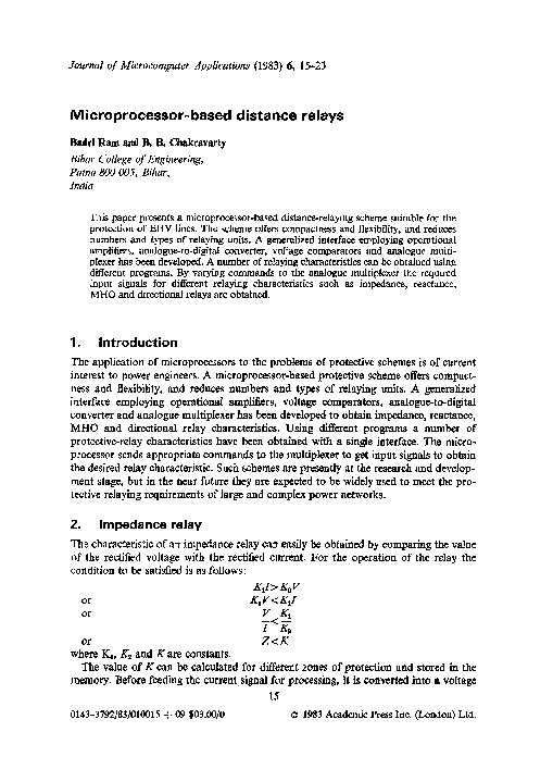 (PDF) Microprocessor-based distance relays