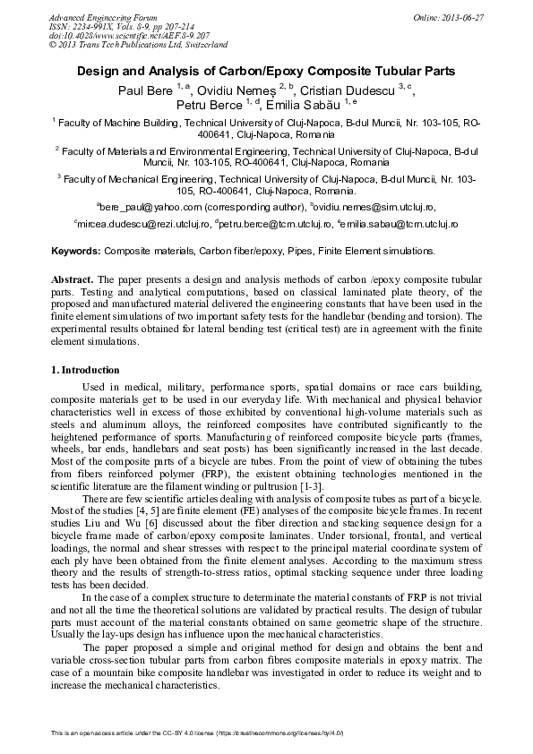 (PDF) Design and Analysis of Carbon/Epoxy Composite Tubular Parts