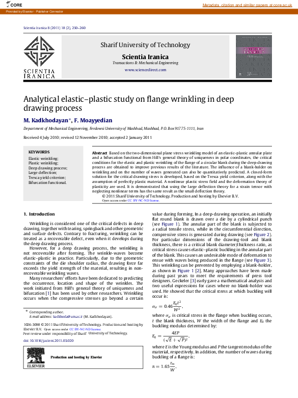 (PDF) Analytical elastic–plastic study on flange wrinkling in deep ...