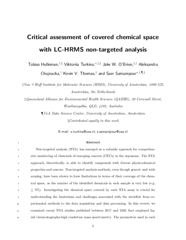 Pdf Critical Assessment Of Covered Chemical Space With Lc Hrms Non