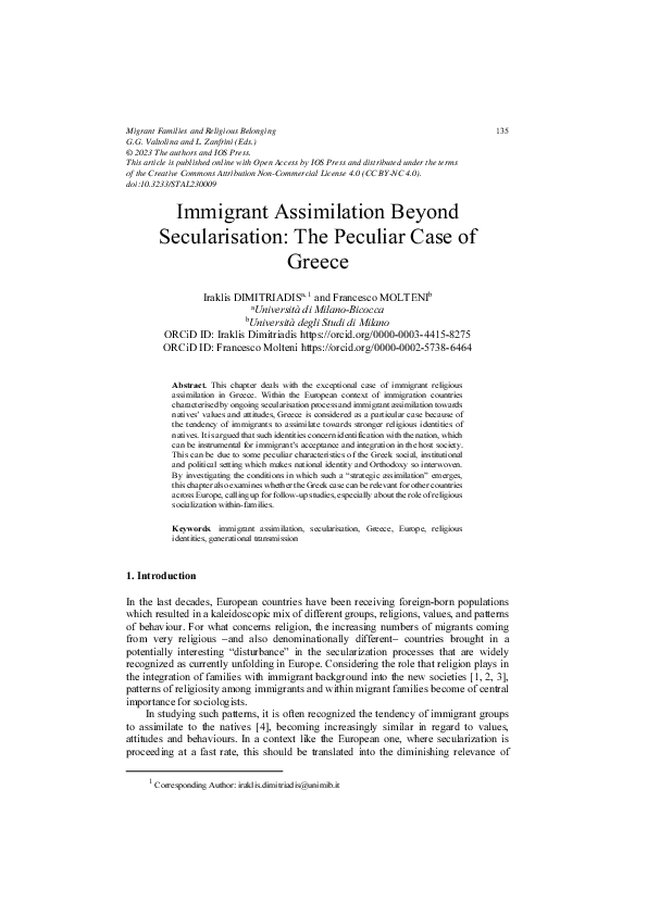 (PDF) Immigrant Assimilation Beyond Secularisation: The Peculiar Case ...