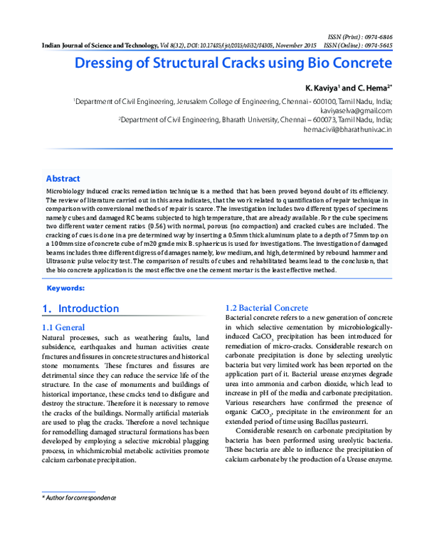(PDF) Dressing of Structural Cracks using Bio Concrete