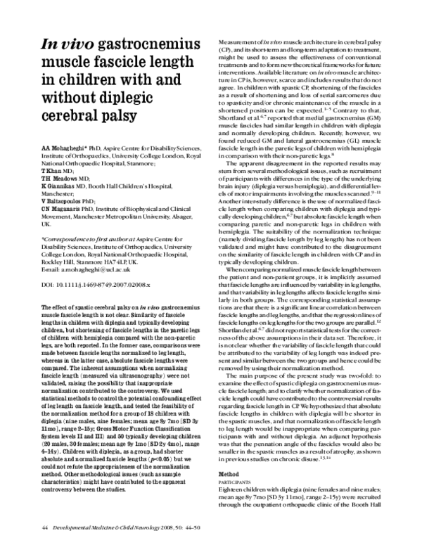 (PDF) In vivogastrocnemius muscle fascicle length in children with and ...