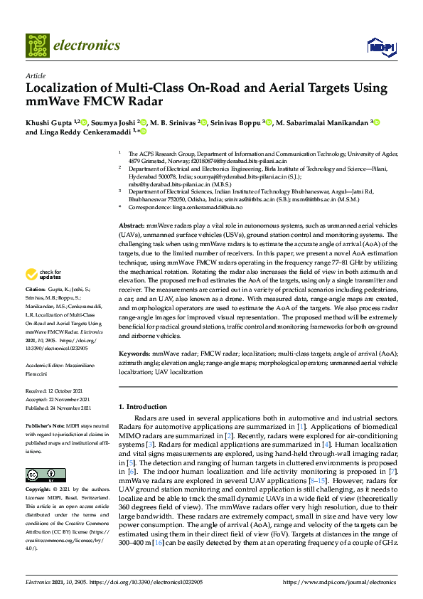 Pdf Localization Of Multi Class On Road And Aerial Targets Using Mmwave Fmcw Radar