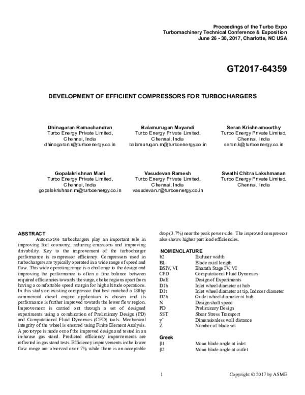 (PDF) ASME GT2017 64359 Efficient Compressor design