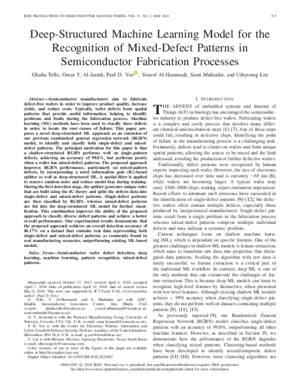 Pdf Deep Structured Machine Learning Model For The Recognition Of Mixed Defect Patterns In