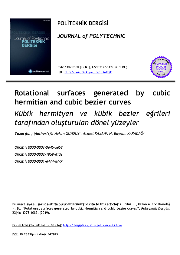 (PDF) Rotational Surfaces Generated by Cubic Hermitian and Cubic Bezier Curves