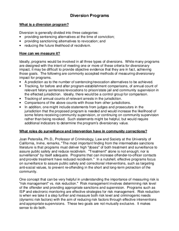 (PDF) Diversion Programs