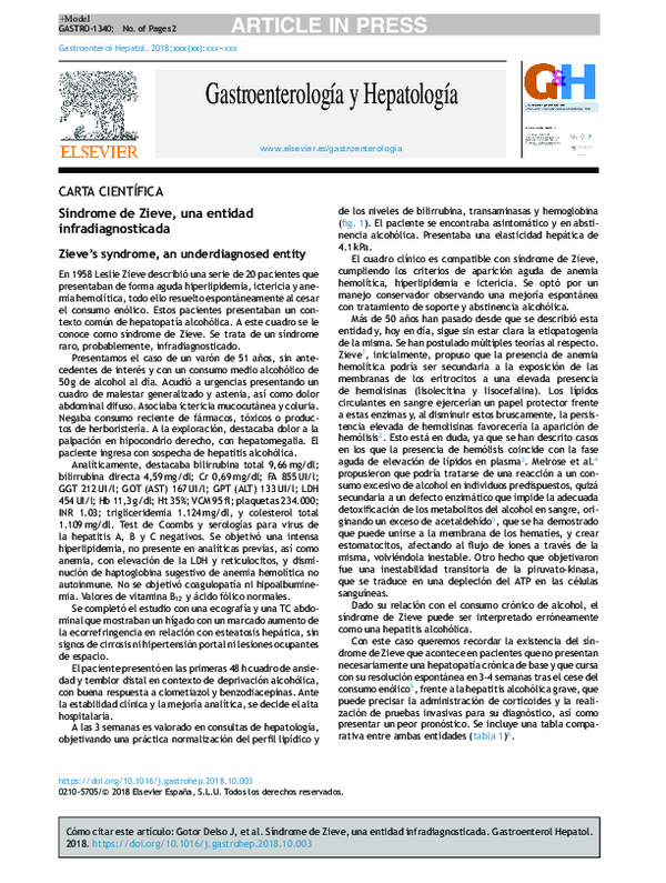(PDF) Síndrome de Zieve, una entidad infradiagnosticada