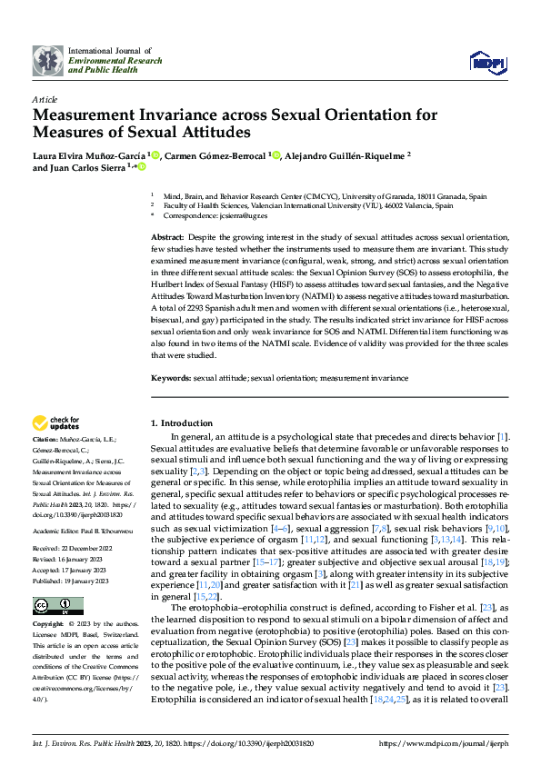 (PDF) Measurement Invariance across Sexual Orientation for Measures of Sexual Attitudes