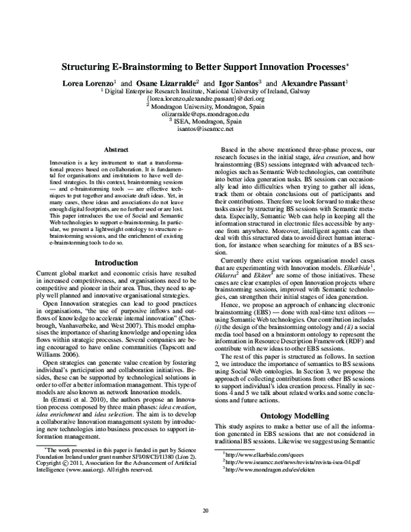 (PDF) Structuring E-Brainstorming to Better Support Innovation Processes