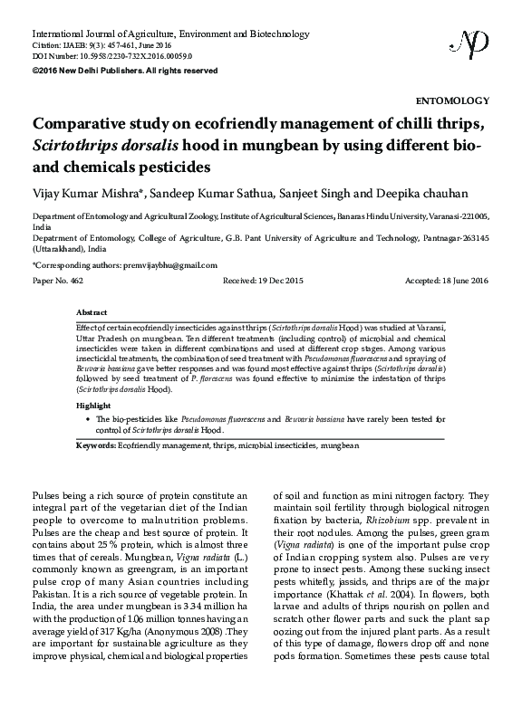 (PDF) Comparative study on ecofriendly management of chilli thrips ...