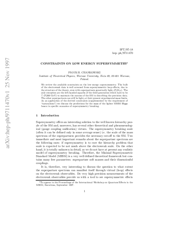 (PDF) Constraints on low energy supersymmetry