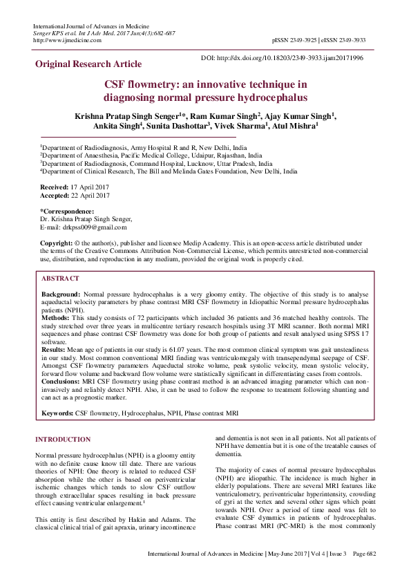 (PDF) CSF flowmetry: an innovative technique in diagnosing normal ...