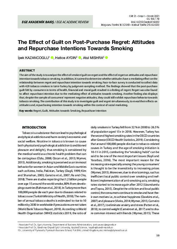 (PDF) The Effect of Guilt on Post-Purchase Regret: Attitudes and ...