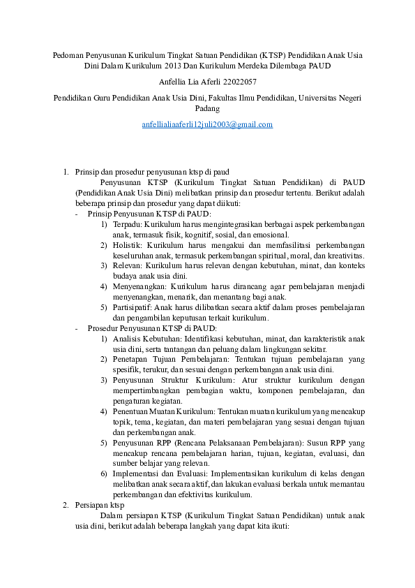(PDF) Pedoman Penyusunan Kurikulum Tingkat Satuan Pendidikan (KTSP ...