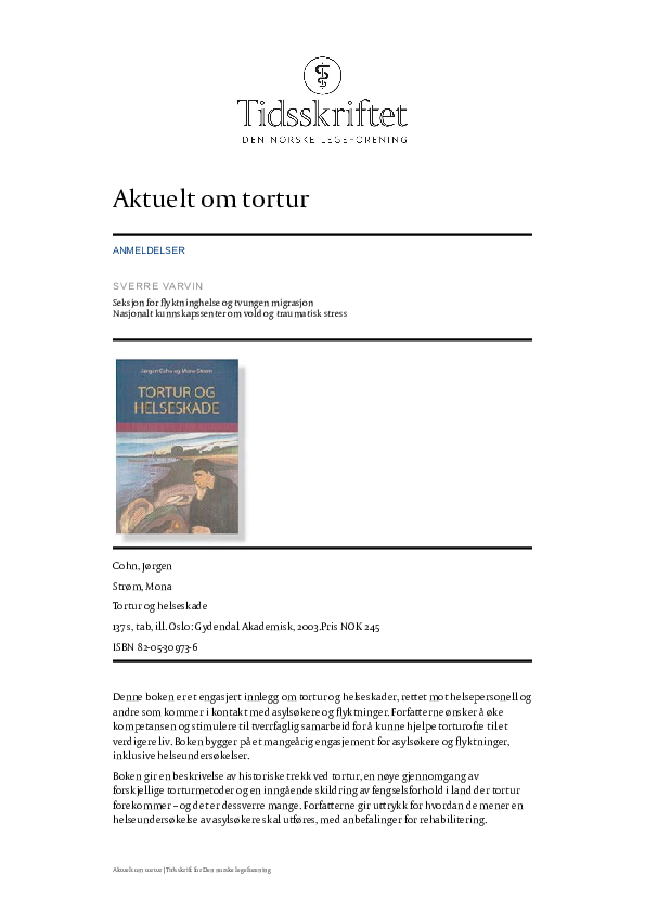 (PDF) Aktuelt om tortur