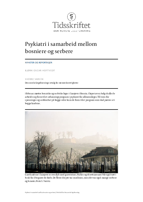(PDF) Psykiatri i samarbeid mellom bosniere og serbere