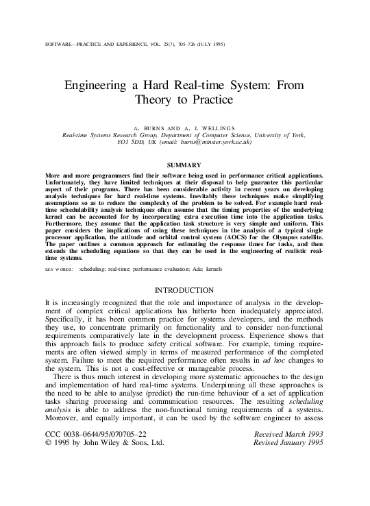 (PDF) Engineering a hard real-time system: From theory to practice