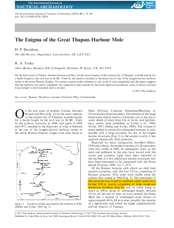 (PDF) The Enigma of the Great Thapsus Harbour Mole