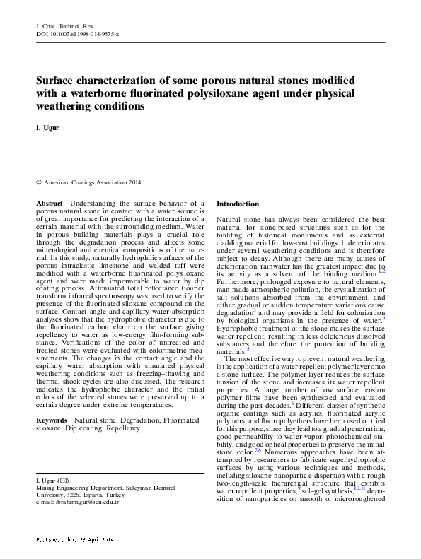 (PDF) Surface characterization of some porous natural stones modified ...