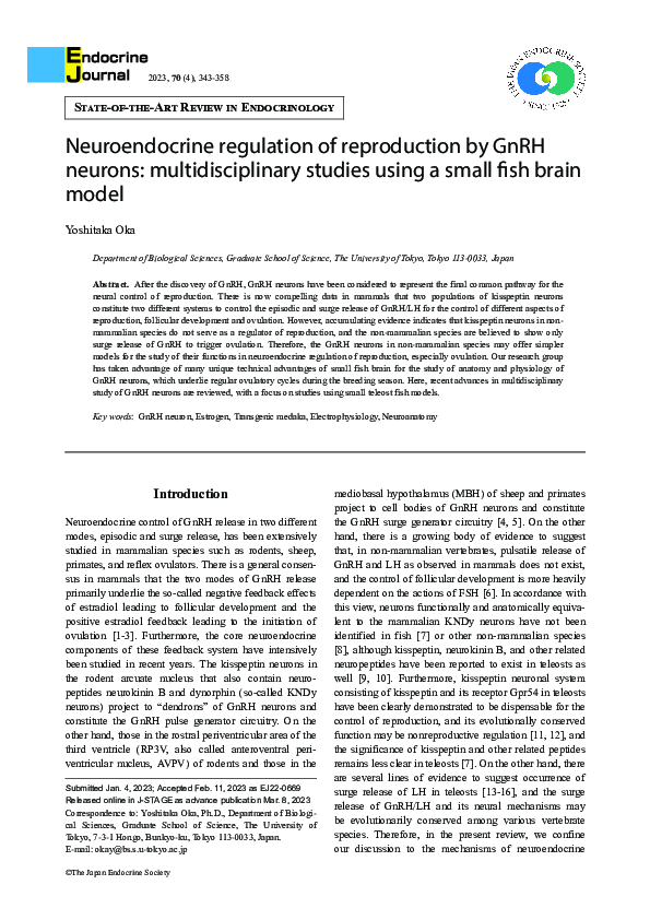(PDF) Neuroendocrine regulation of reproduction by GnRH neurons ...