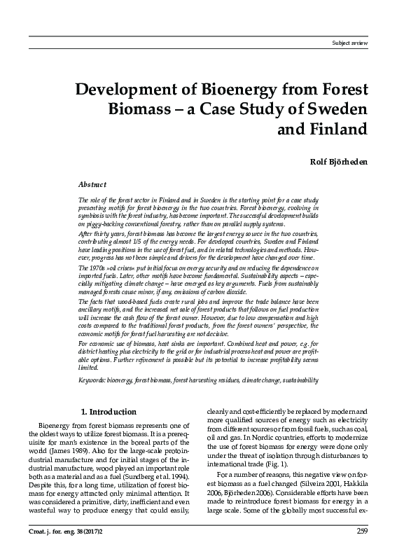 (PDF) Development of Bioenergy from Forest Biomass – a Case Study of ...