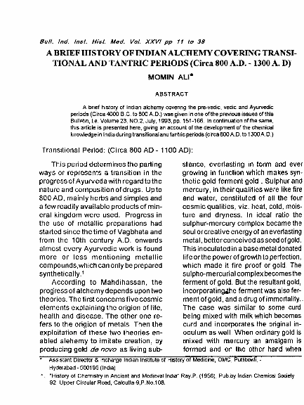 (PDF) A brief history of Indian alchemy covering transitional and ...