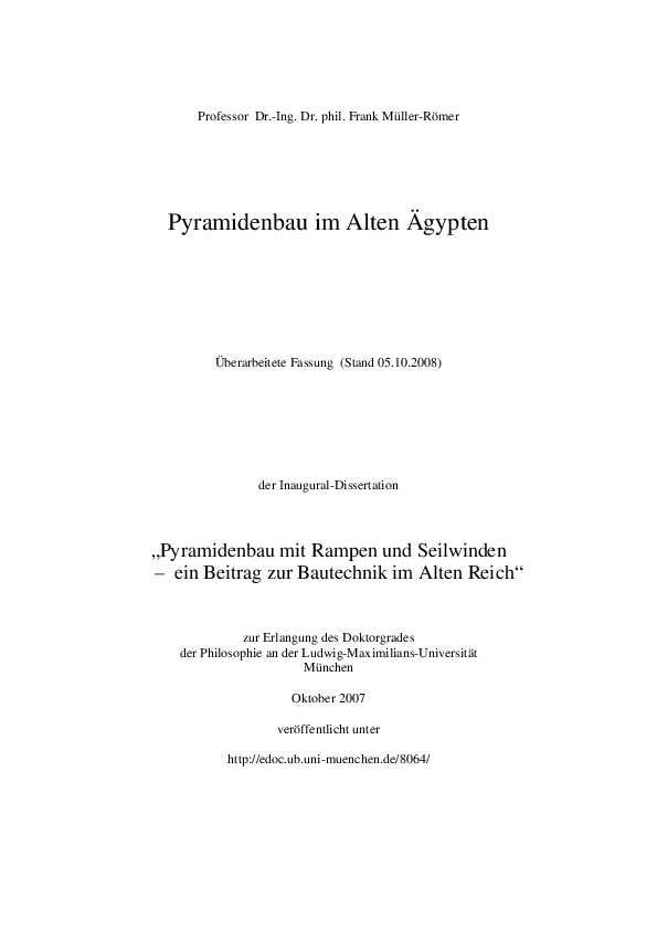 (PDF) Pyramidenbau im Alten Ägypten. Pyramidenbau mit Rampen und ...
