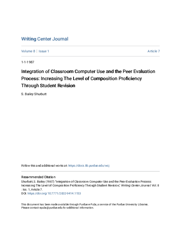 (PDF) Integration of Classroom Computer Use and the Peer Evaluation ...