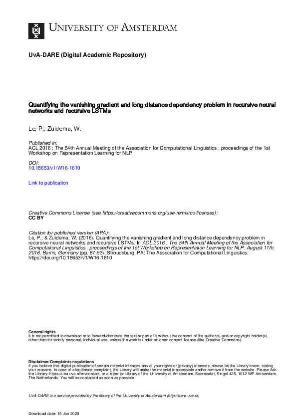 (PDF) Quantifying the Vanishing Gradient and Long Distance Dependency Problem in Recursive ...