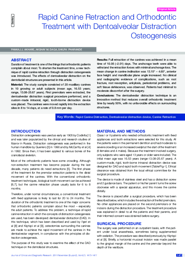 (PDF) Rapid canine retraction and orthodontic treatment with ...