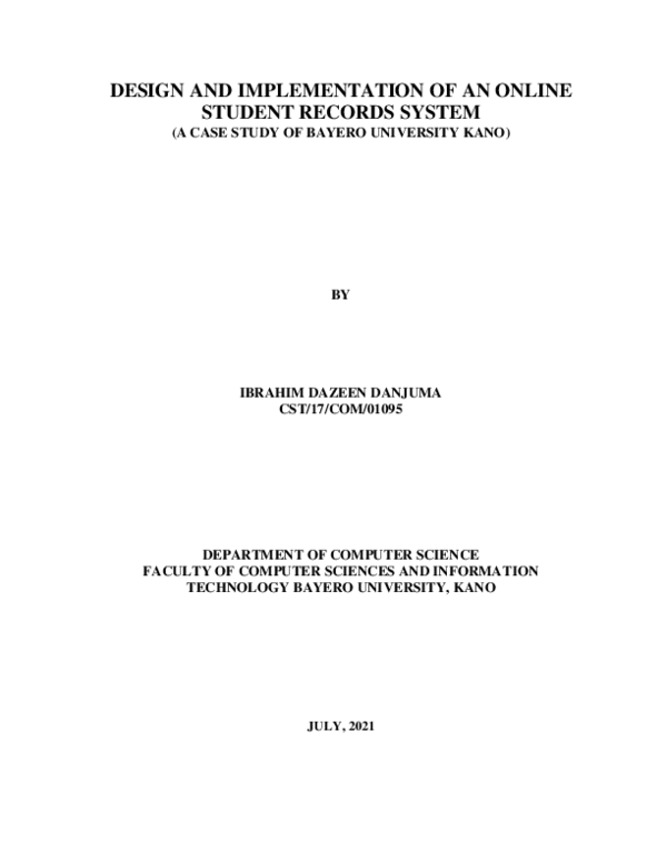 (PDF) DESIGN AND IMPLEMENTATION OF AN ONLINE STUDENT RECORDS SYSTEM